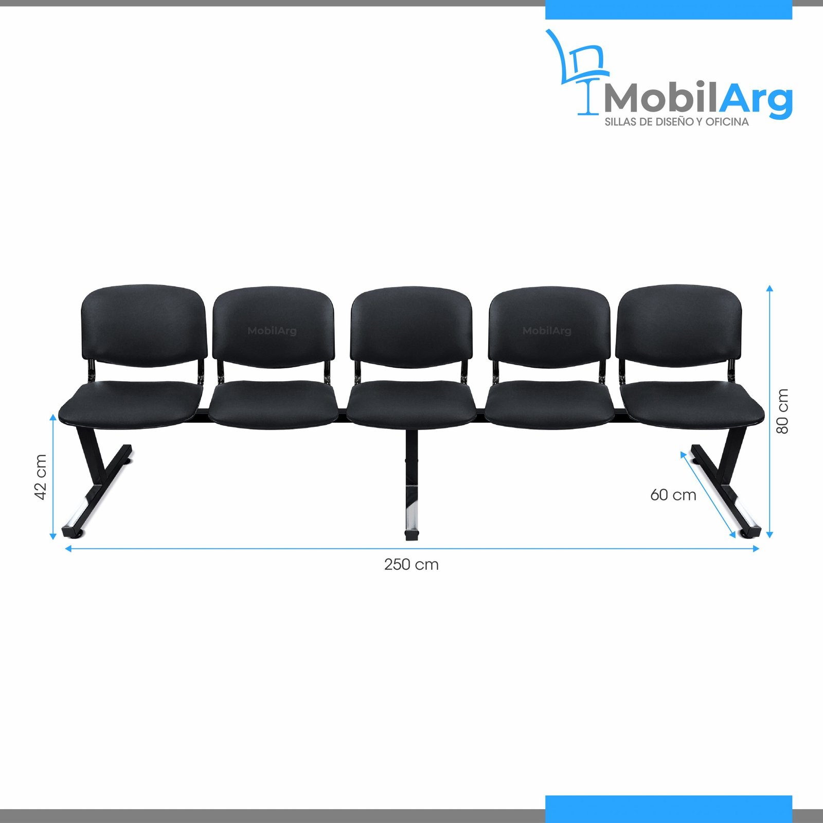 Tandem Lisy Tapizado x5 – Base Negra – Recto | mobilarg.com.ar
